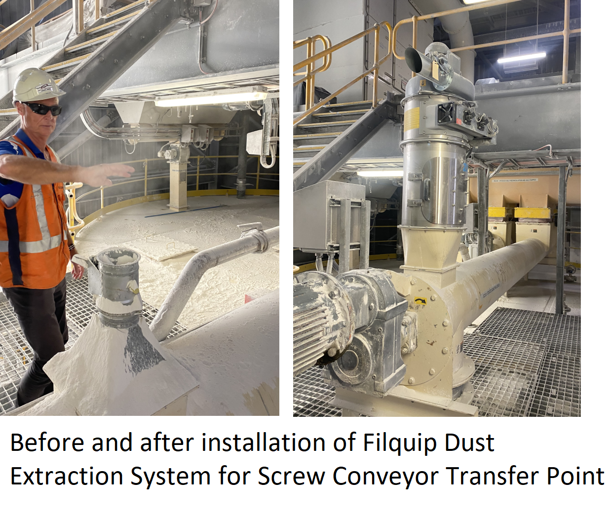 Screw Conveyor Transfer Point Dust Control - Filquip